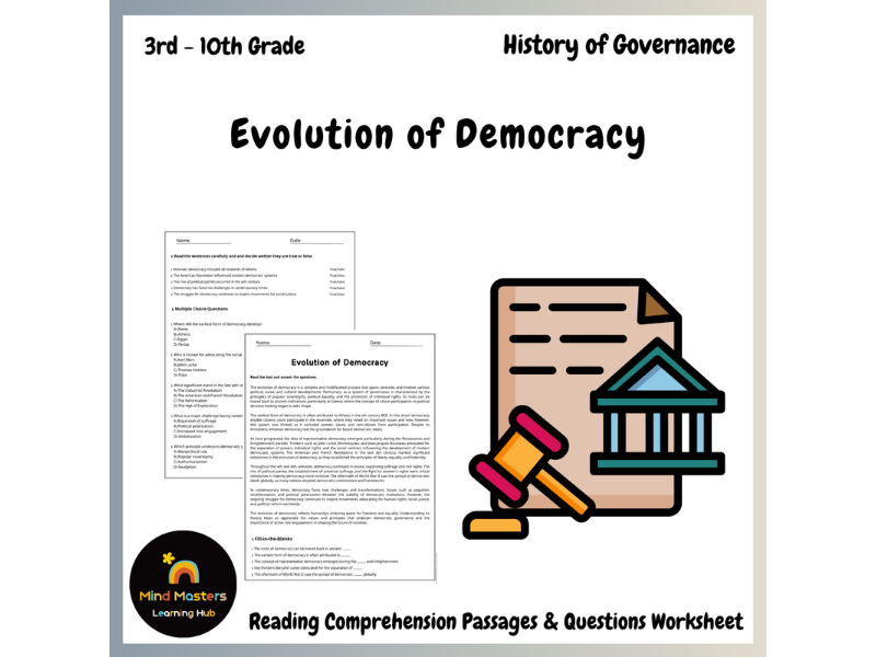 Evolution of Democracy Reading Comprehension Passages & Questions ...