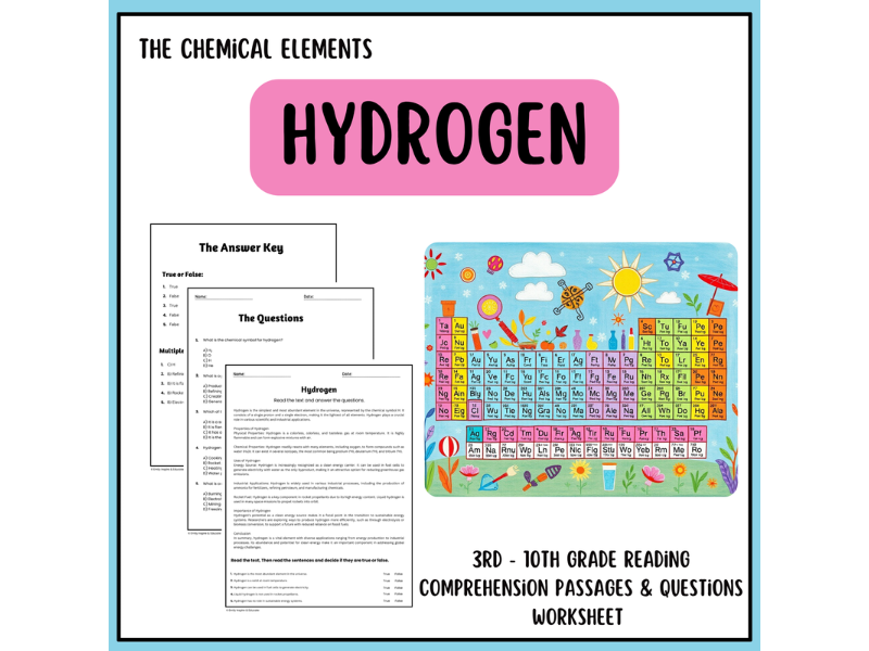 Hydrogen - Reading Comprehension Passages & Questions Worksheets ...