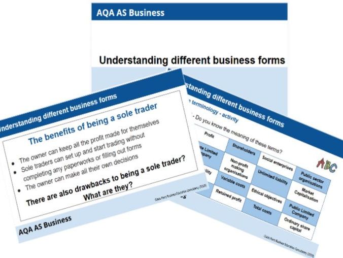 AQA Business: 3.1.2 Understanding different business form | Teaching ...