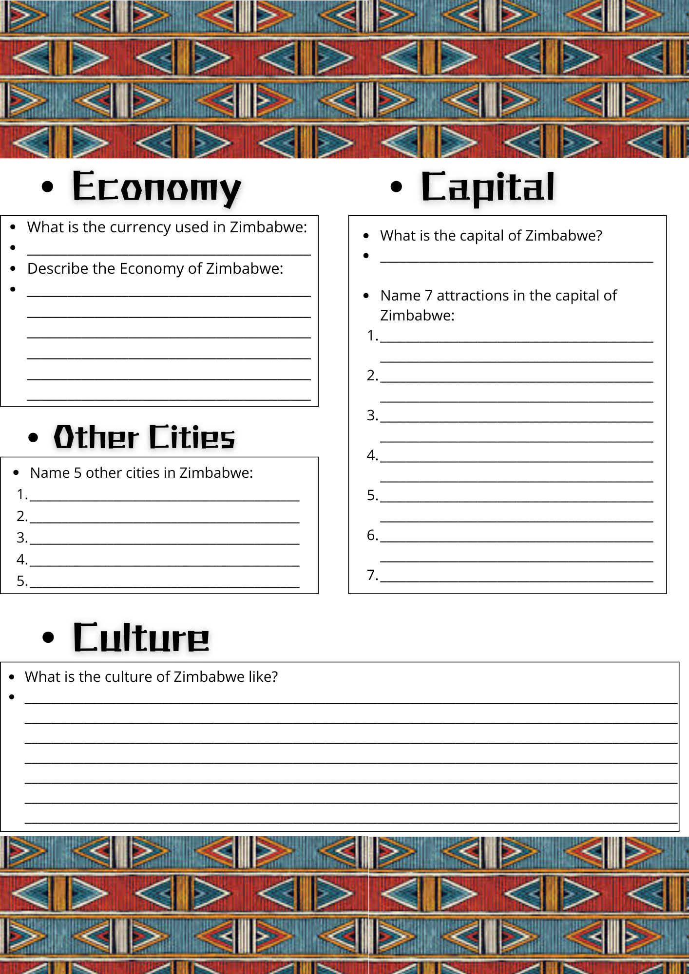 Country Study Research Project - Zimbabwe - Social Studies Report ...