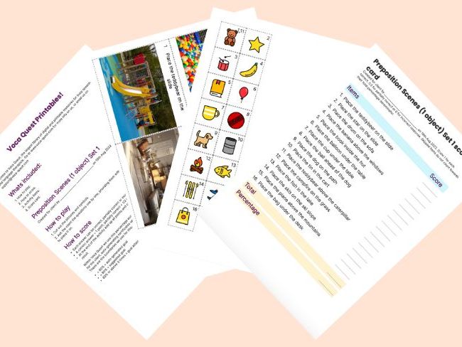 Preposition Scenes Place the Object Set 01 - Voca Quest Printable ...