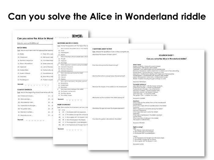 Can you solve the Alice in Wonderland riddle | Teaching Resources