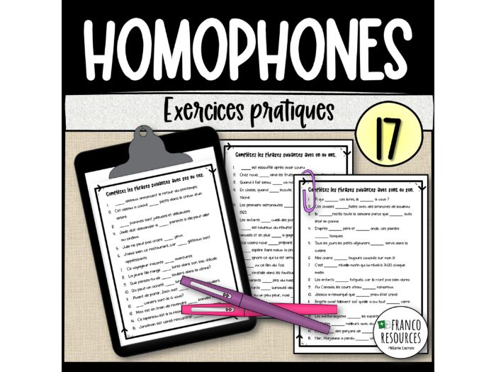 French homophones worksheet practice | Teaching Resources