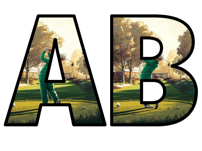 Golf Player PE Sport Lettering Set Display Title Letters Numbers Signs ...