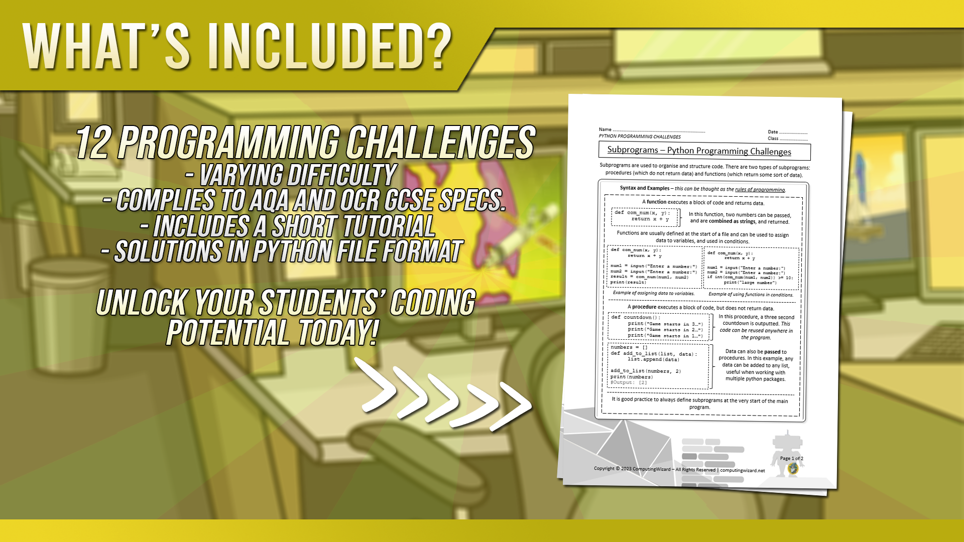 Functions and Procedures - Python Challenges | Teaching Resources Functions and Procedures - Python Challenges | Teaching Resources