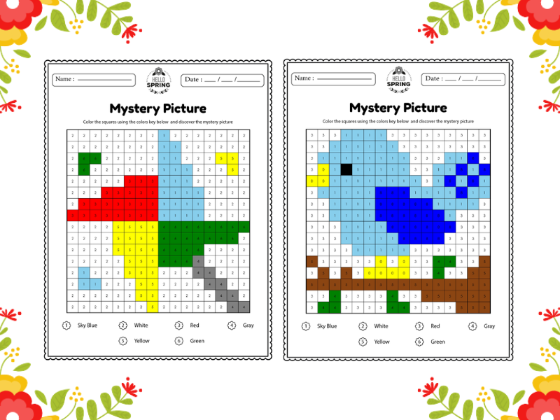 Spring Mystery Pictures : Spring Math Activities Printabe for Young ...