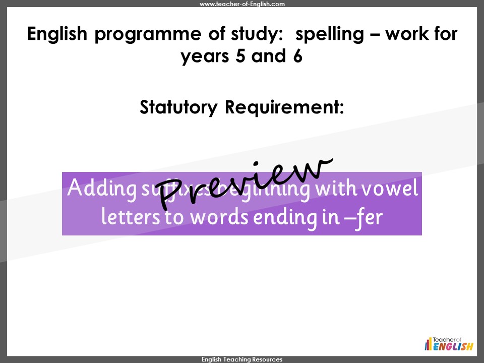Adding Suffixes Beginning with Vowel Letters to Words Ending in -fer ...