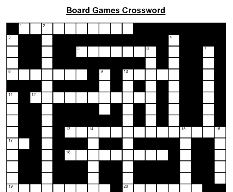 Crossword On Board Games Answers Teaching Resources
