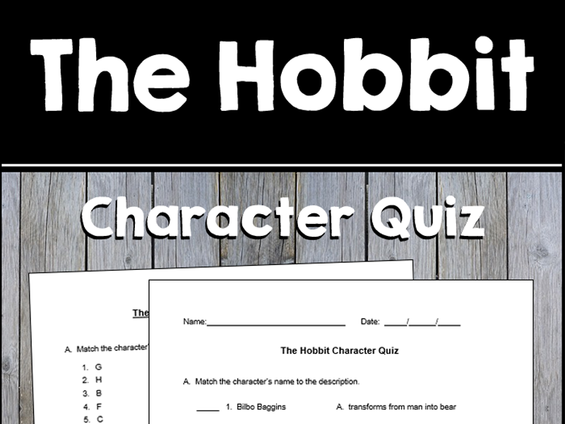 The Hobbit Character Quiz with Answer Key | Teaching Resources