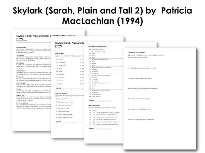 Skylark (Sarah, Plain and Tall 2) by Patricia MacLachlan (1994 ...
