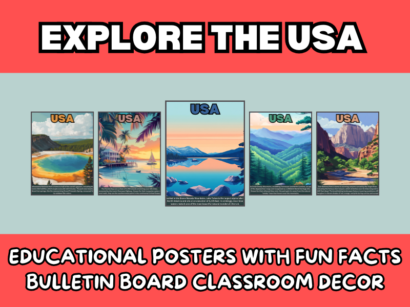 Explore the USA – Educational Posters with Fun Facts | Bulletin Board ...