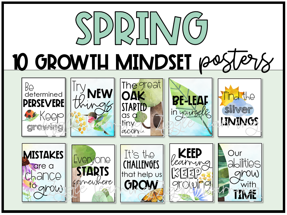 Growth Mindset Posters for Spring SEL Social Emotional Learning ...
