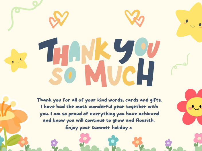 Thank you card - End of year | Teaching Resources