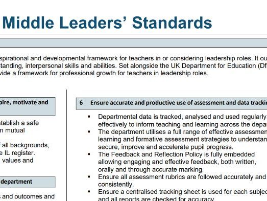 UK Middle Leaders' Standards - Appraisal | Teaching Resources