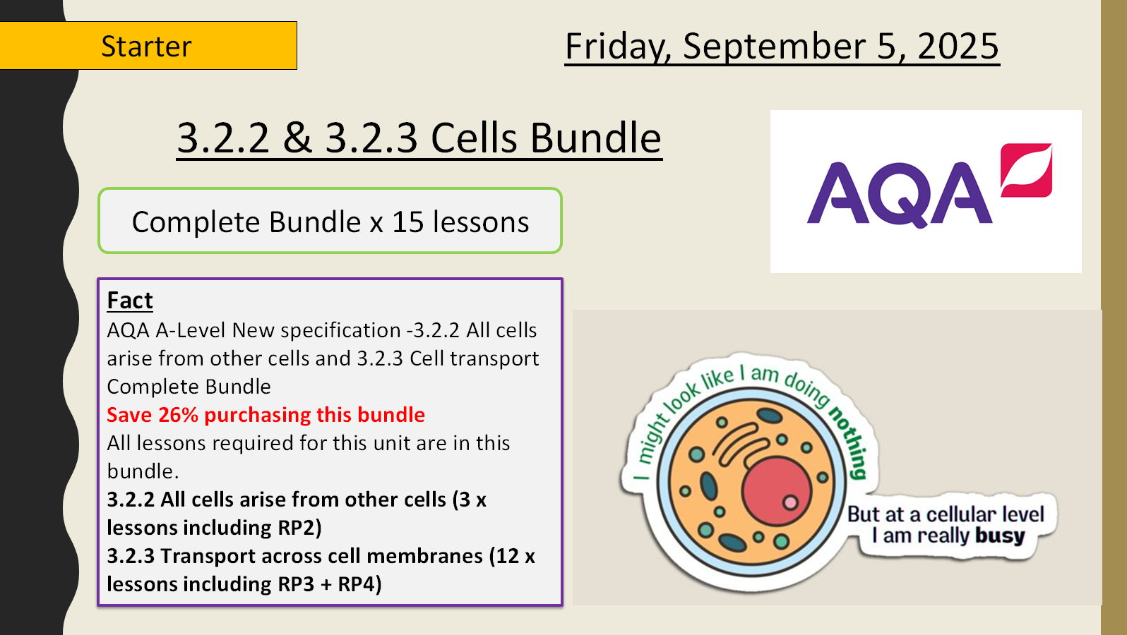 AQA A-Level New specification -3.2.2 cell cycle/Mitosis + 3.2.3 cell ...