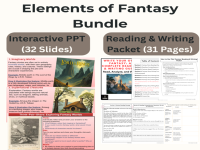 Elements of Fantasy Unit Bundle PowerPoint & Reading & Writing Packet ...