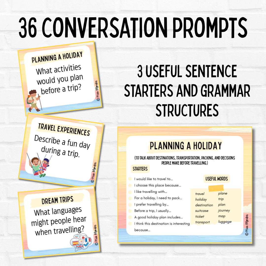 Holidays & Travel Speaking Activities – ESL Conversation Cards with ...