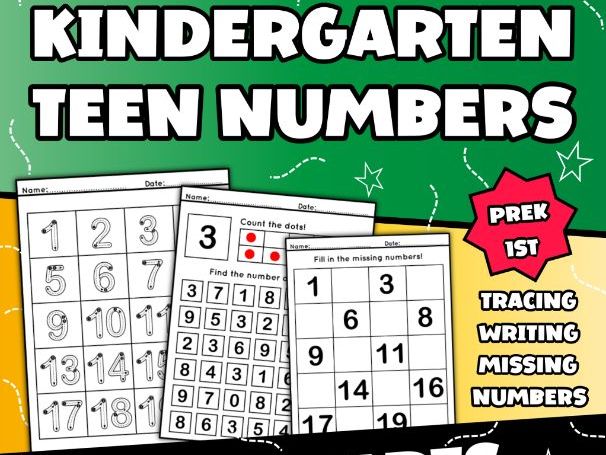 Teen Numbers 1–20 Activities | Kindergarten Number Tracing, Writing ...