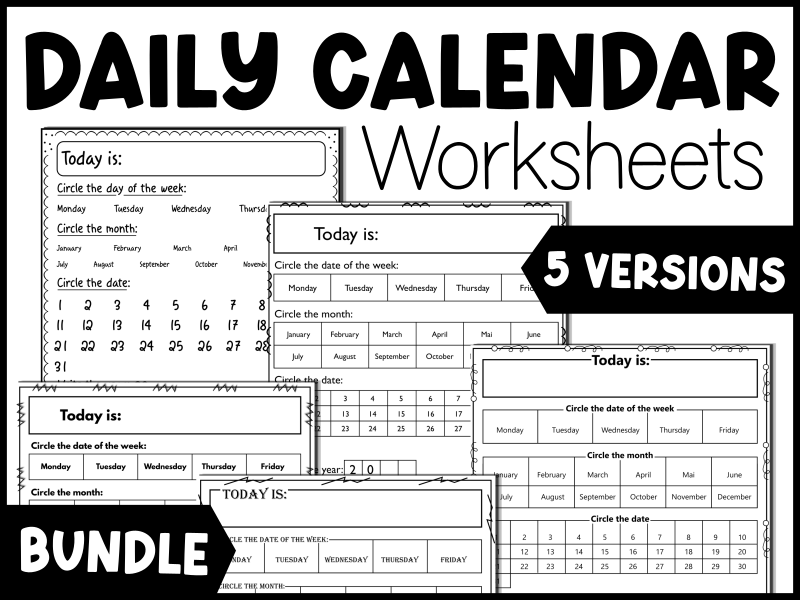 Daily Calendar Worksheet | Printable Calendars | Special Education ...