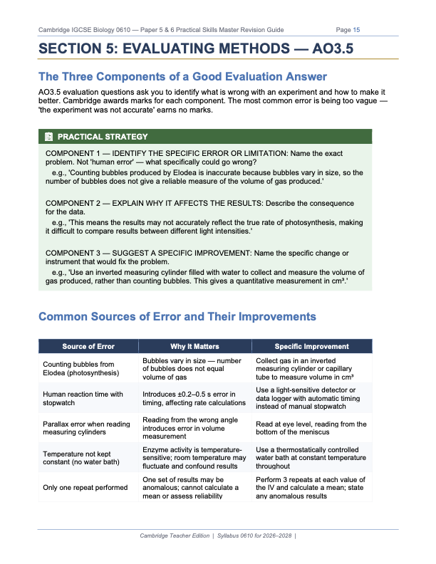 CIE IGCSE Biology 0610 Paper 5 & 6 Master Revision Guide I Full ...