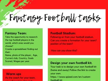Football fantasy task | Teaching Resources
