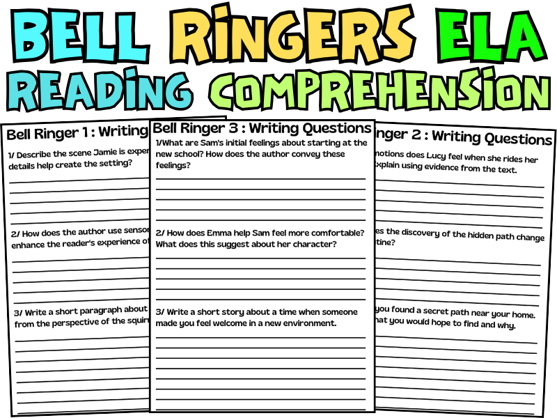 ELA Bell Ringer Reading Comprehension Passages with Questions | Middle ...