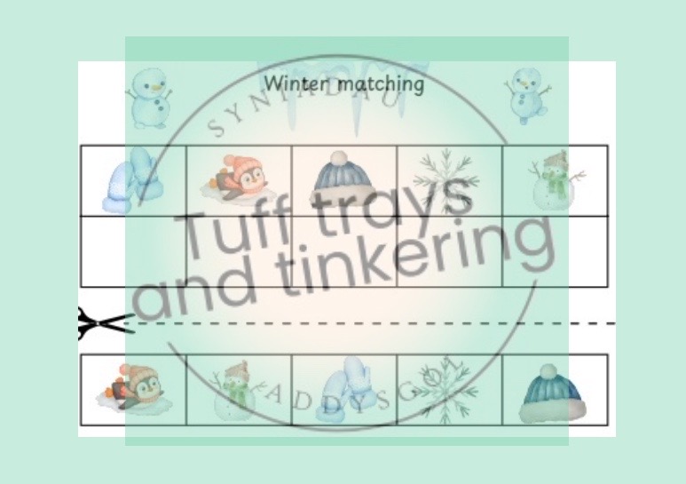 matching winter pairs nursery eyfs cut and stick activity foundation ...