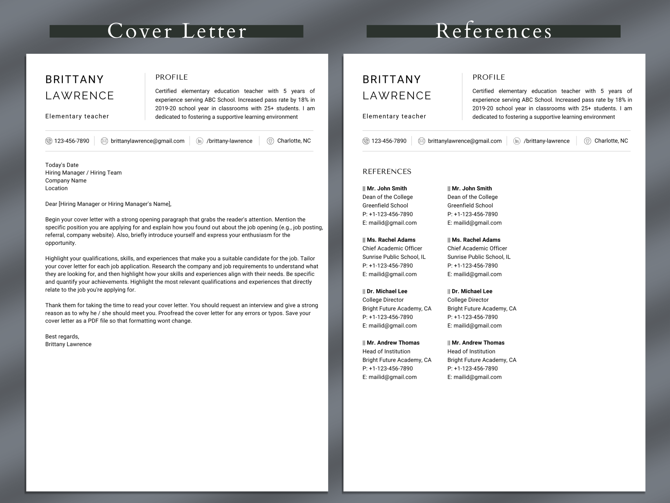 Editable Teacher resume, Simple Teacher CV with Cover Letter, Education ...