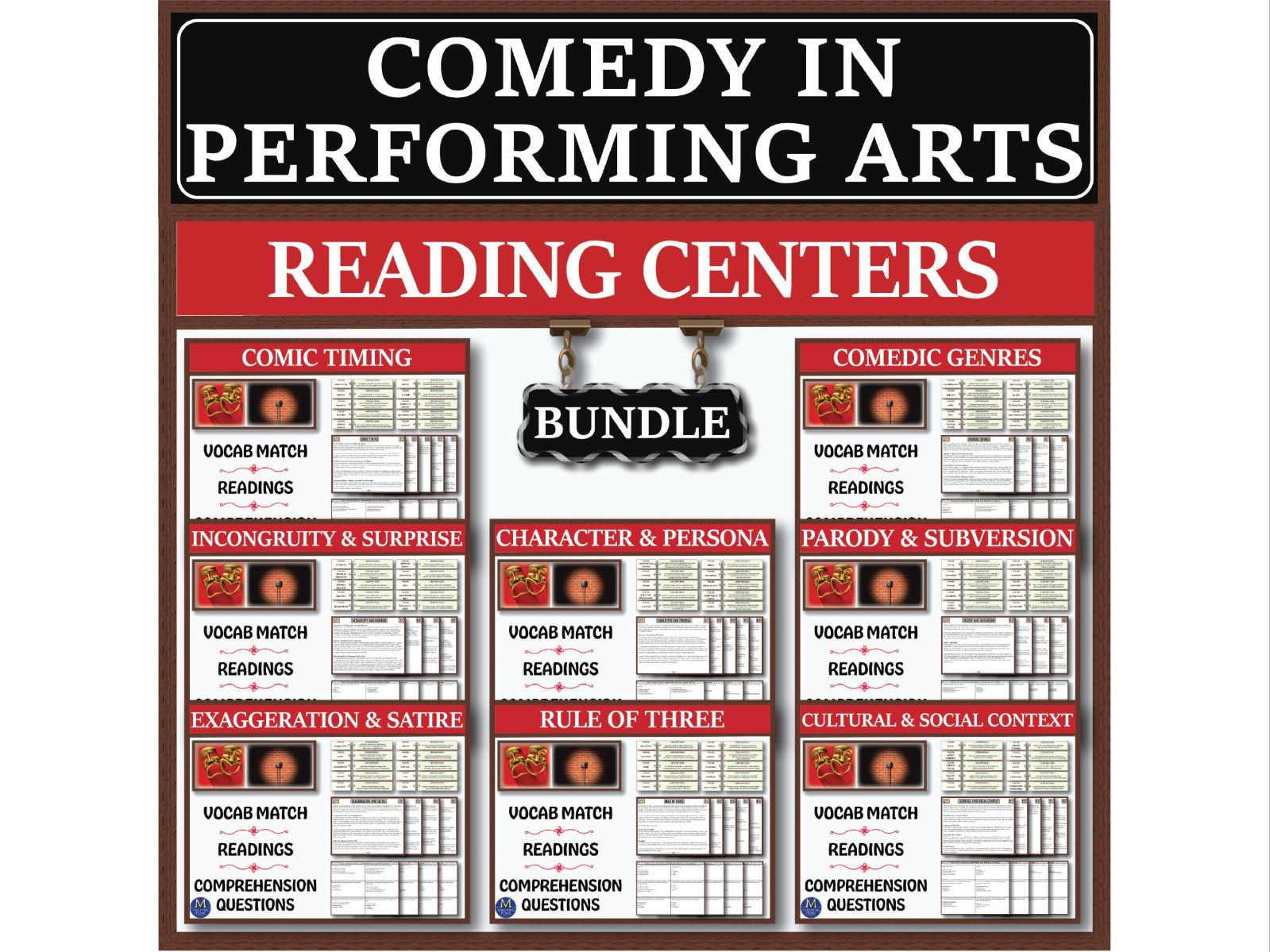 Comedy Reading Comprehension & Sort Activity Centers Bundle for Drama ...