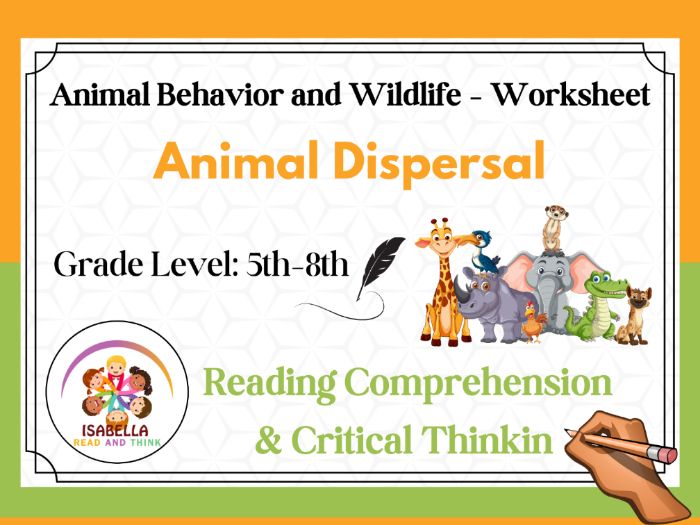Animal Dispersal: Reading Comprehension Passages & Questions Worksheets ...