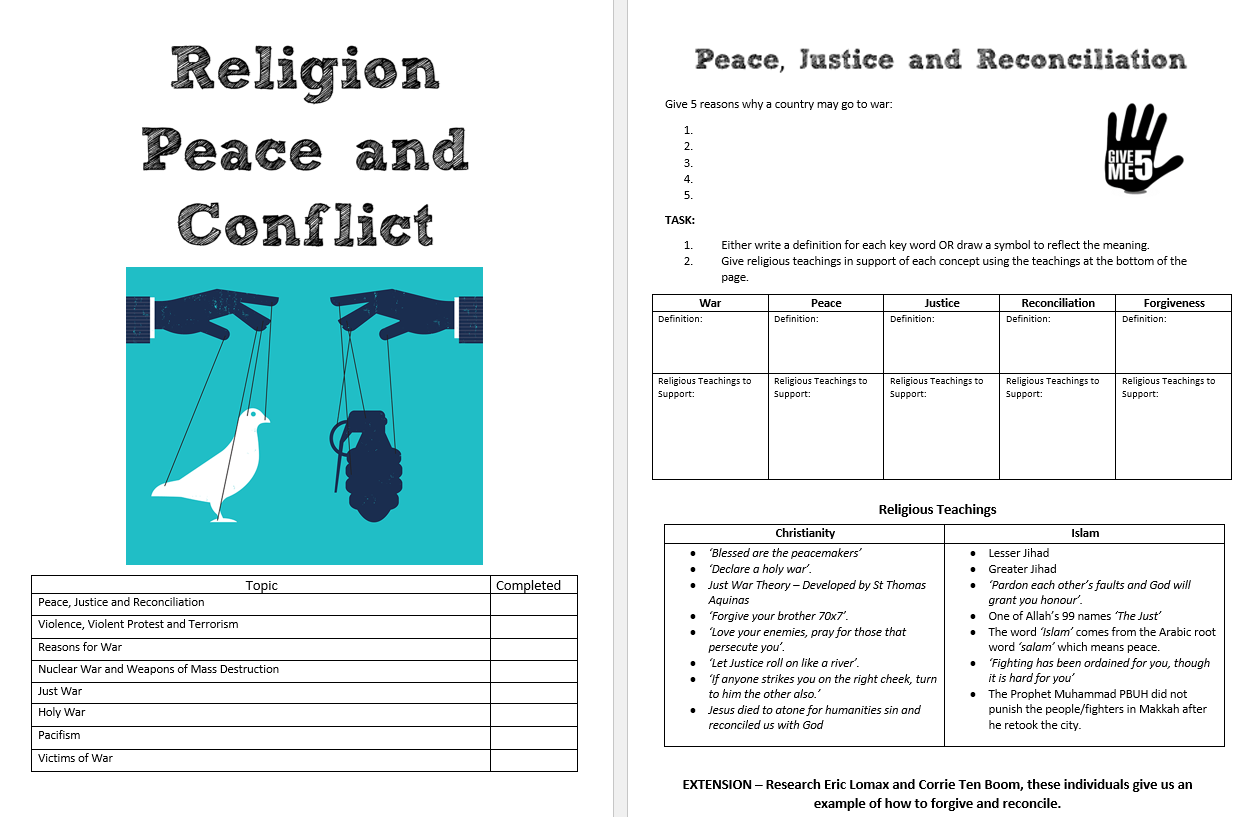 Religion, Peace and Conflict AQA GCSE Religious Studies (Full Unit of ...