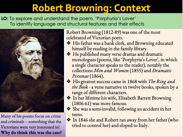 Porphyria's Lover by Robert Browning (Love and Relationships cluster ...