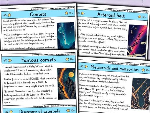 Comets, Asteroids & Meteoroids - Flashcards | Astronomy | Types ...