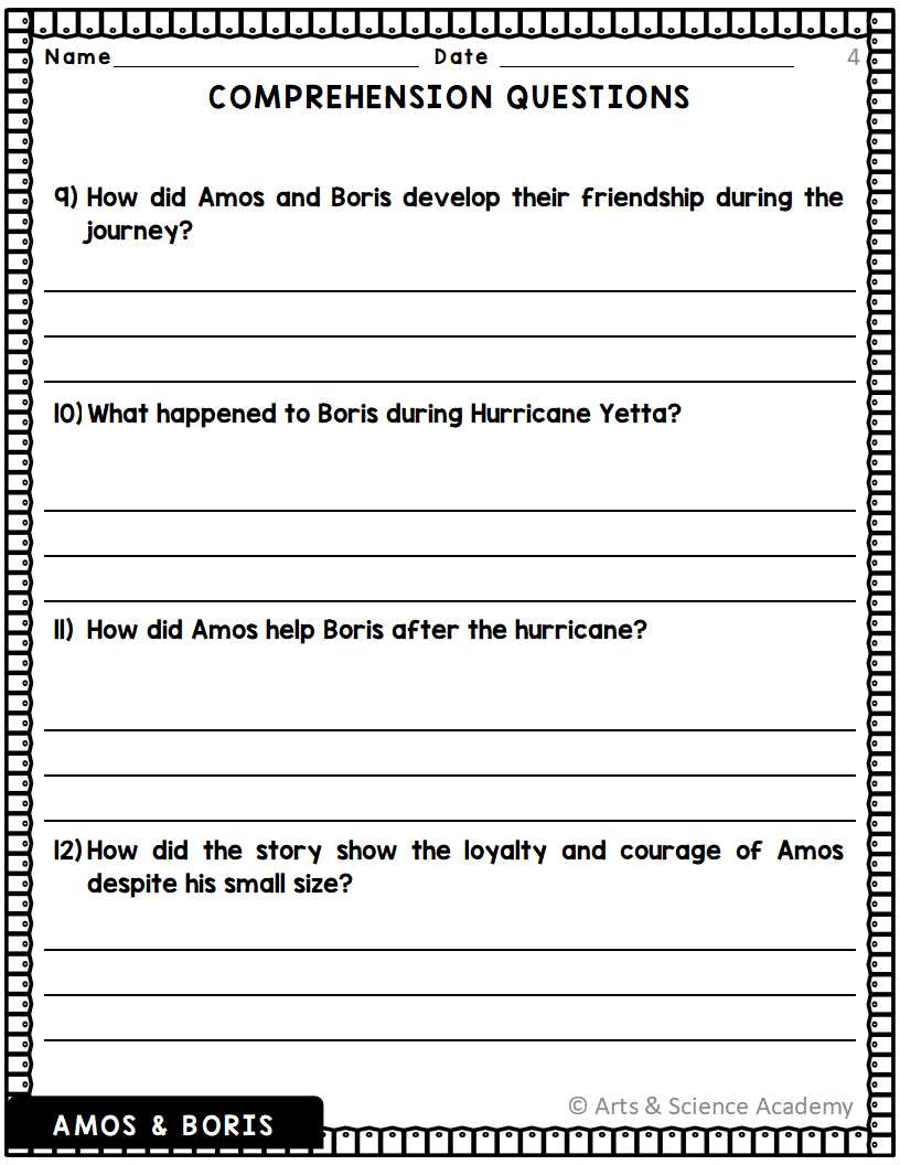Amos & Boris – Story Study Comprehension, Critical Thinking, Vocab ...
