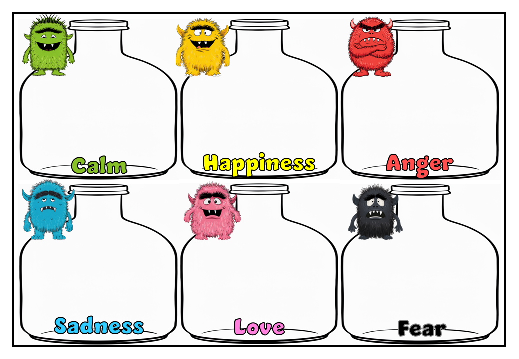 Colour Monster Feelings Glass Bottles Activity A4 Template with all ...