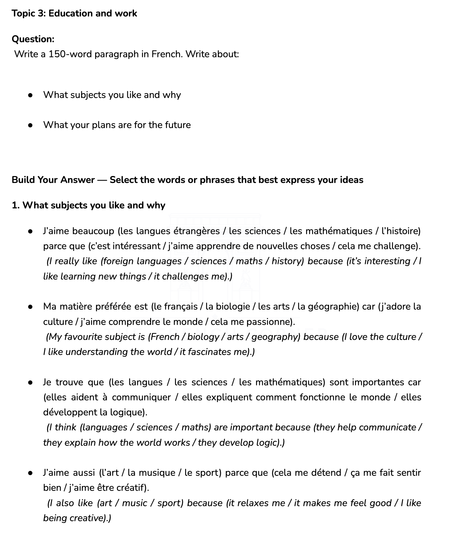 GCSE Higher French Writing Practice 150 word Question (New Spec) 2026 ...