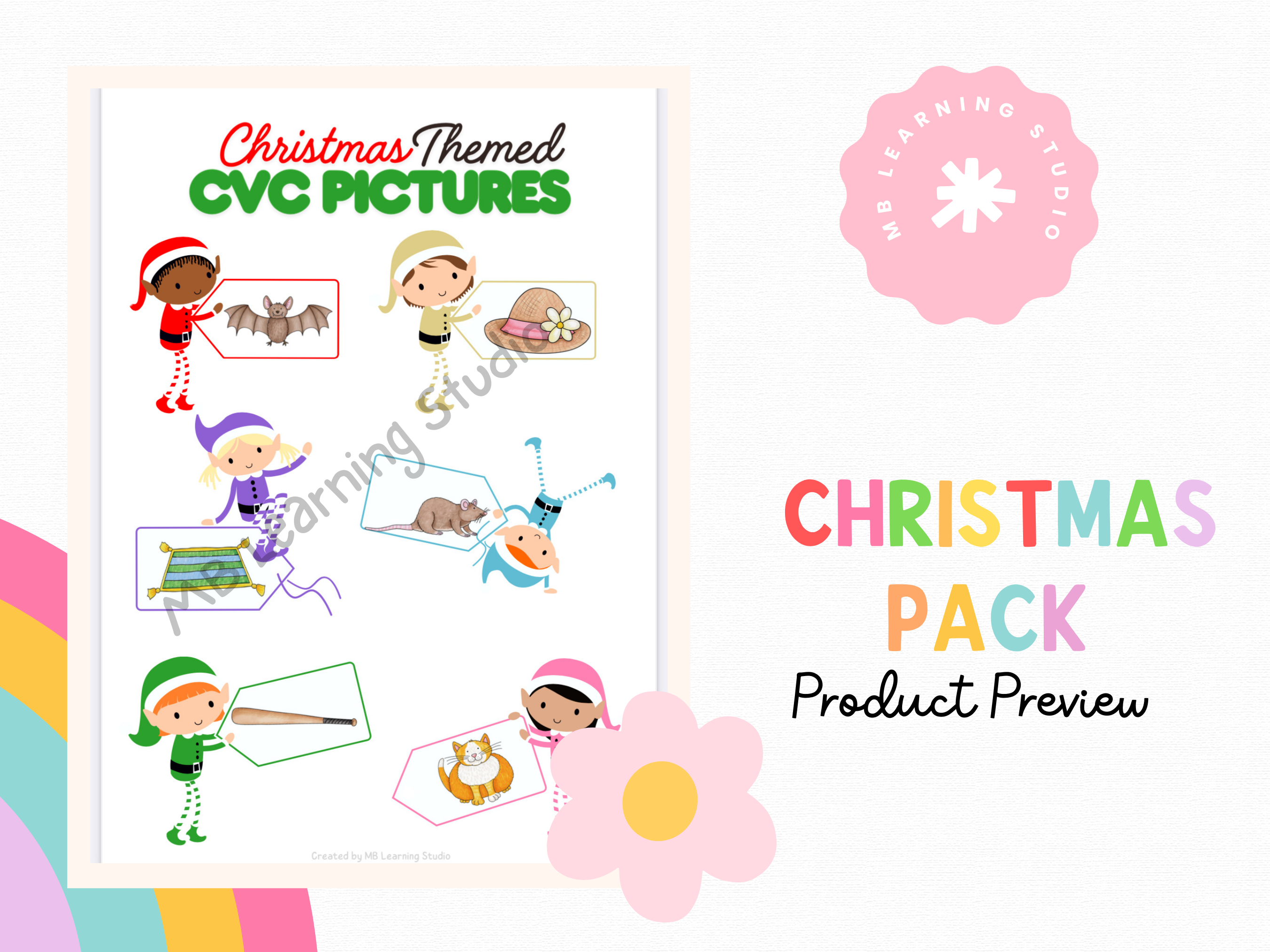 Christmas CVC Pictures for EYFS | KS1 | Pre-K | Kindergarten | Teaching ...