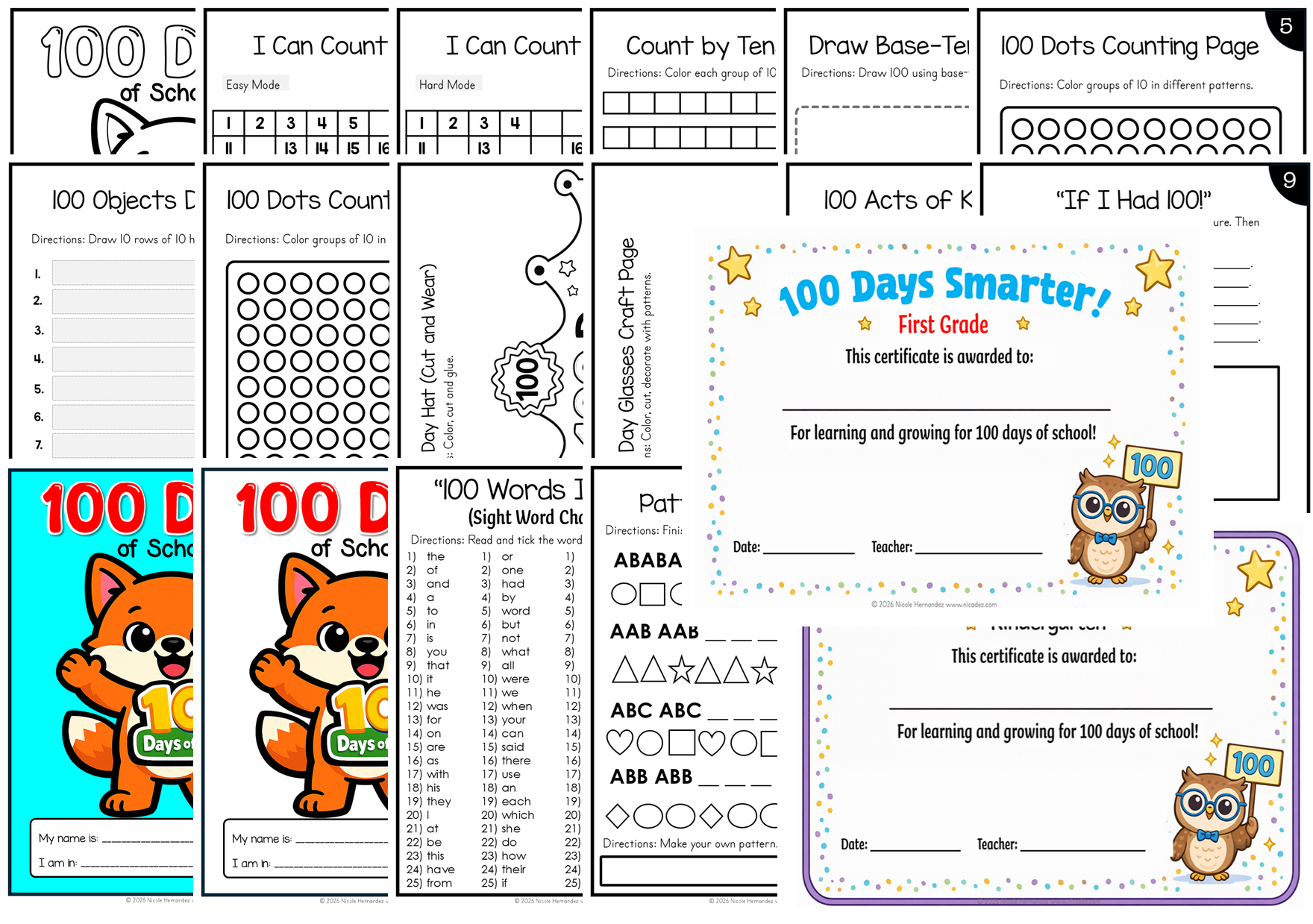 100th Day of School Activities for Kindergarten | Count to 100 Math and ...