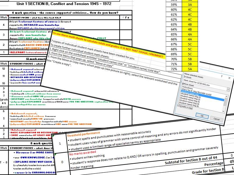 AQA 9-1 GCSE: Unit 1, Section A Mark sheet - accurate and idiot-proof ...