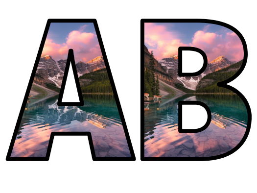 Montain Reflections Water Lettering Set Display Title Letters Numbers ...