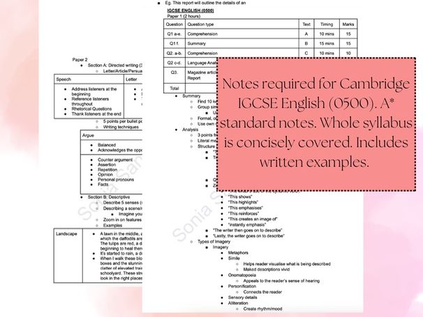 Cambridge IGCSE English (0500) Notes | Teaching Resources