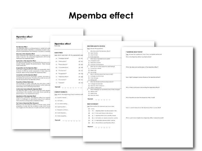 Mpemba effect (Infotext and Exercises) | Teaching Resources
