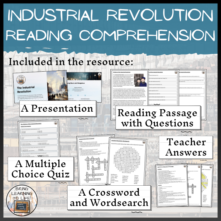 Children of the Industrial Revolution Reading Comprehension Activities ...