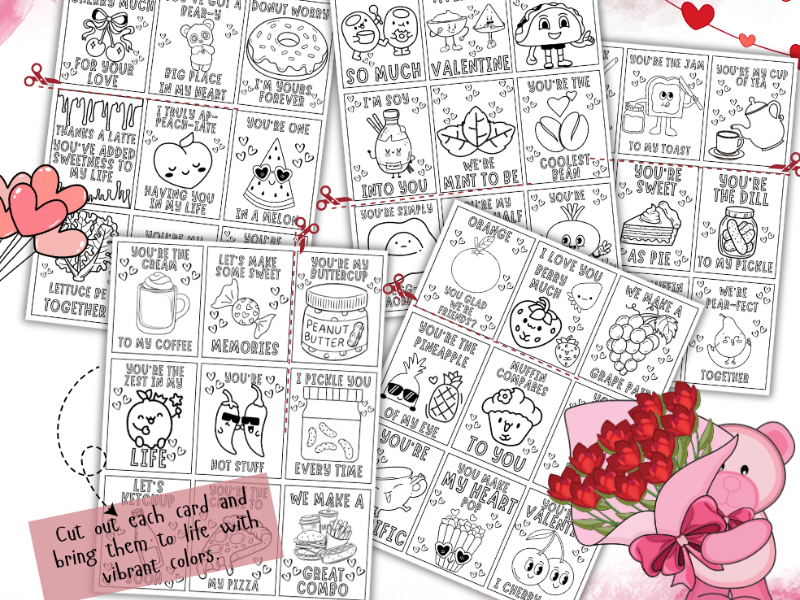 Color Me Valentine Cards-45 With Cute Quotes | Teaching Resources