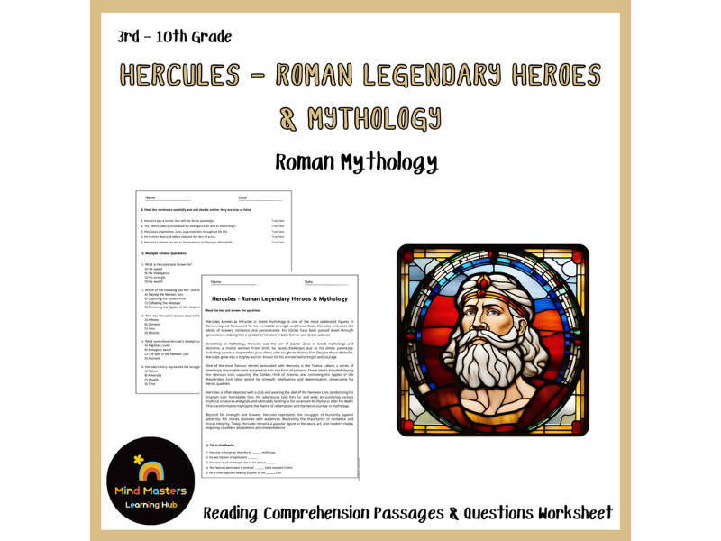 Hercules - Roman Legendary Heroes & Mythology Reading Comprehension ...