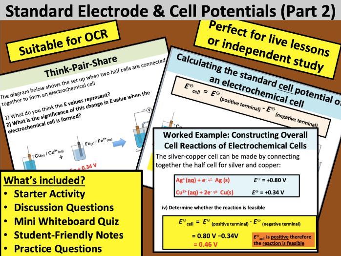 Standard Electrode & Cell Potentials (part 1) | Teaching Resources