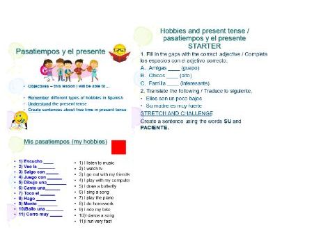 Hobbies - present tense spanish | Teaching Resources