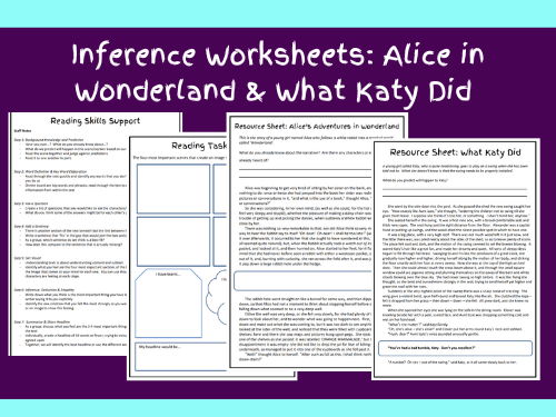 Inference Worksheets Alice in Wonderland / What Katy Did | Teaching ...