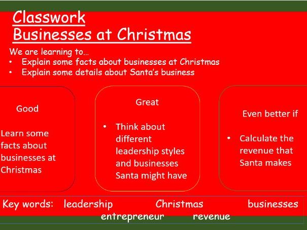 Christmas Business Studies Lesson | Teaching Resources