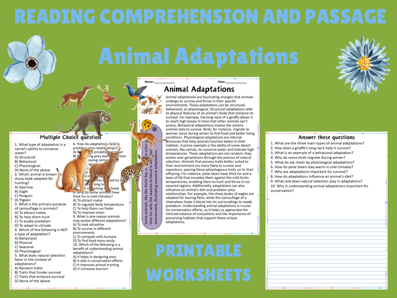 Discover Animal Adaptations: Engaging Reading Passage & Quiz Questions ...
